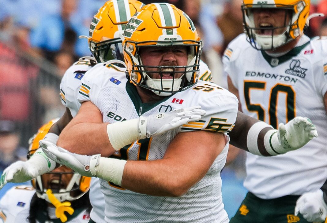 Edmonton Elks without DL Jared Brinkman against Saskatchewan ...