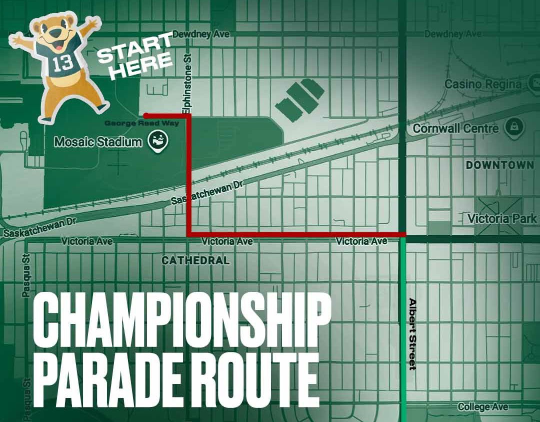 Saskatchewan Roughriders unveil Grey Cup parade route in Regina ...
